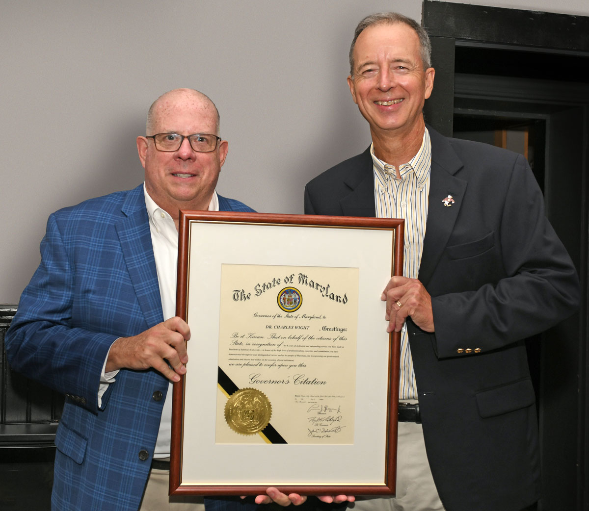 Former SU President Charles Wight Receives Citation From Governor Hogan ...