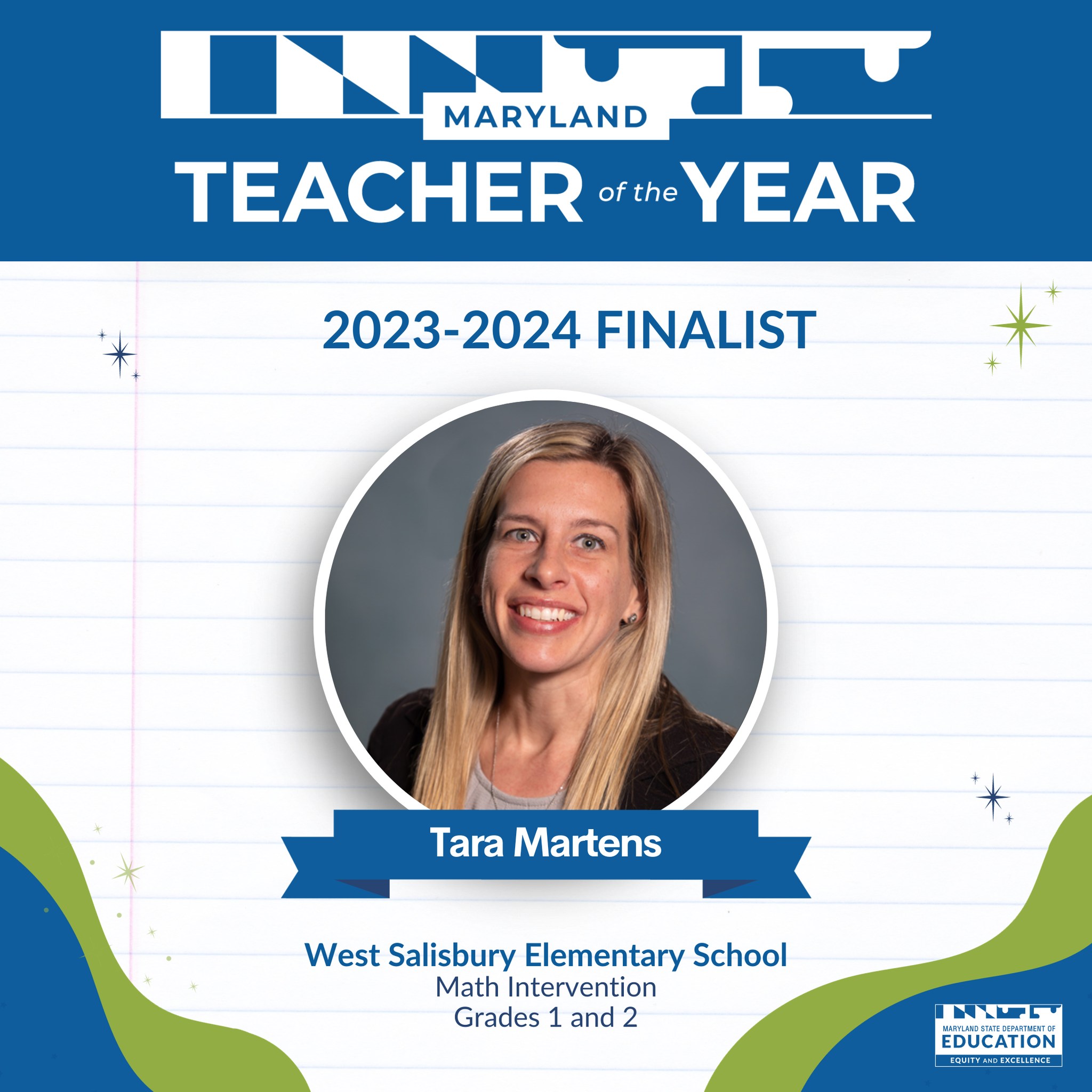 Wicomico Teacher of the Year Tara Martens (West Salisbury Elementary ...
