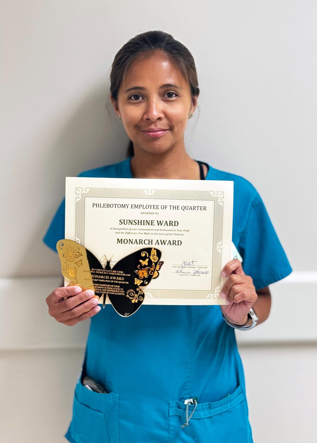 Sunshine Ward is TidalHealth Peninsula Regional’s 2nd Quarter 2025 Monarch Award Recipient - SBJ